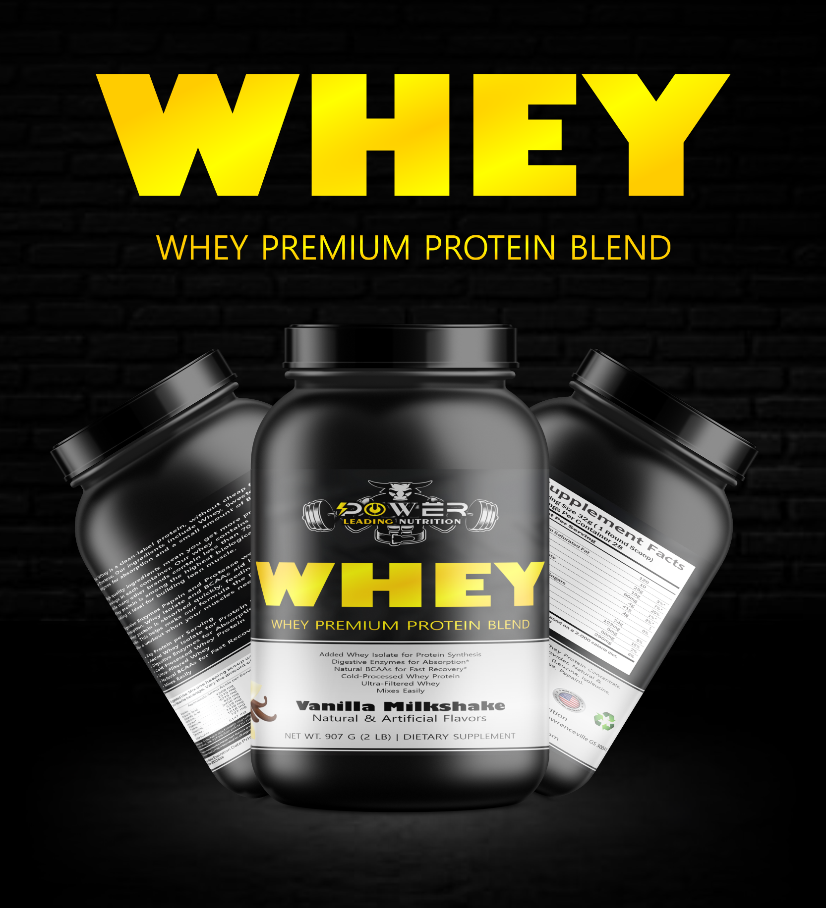 Whey Premium Protein Blend(Vanilla) – Power Leading Nutrition